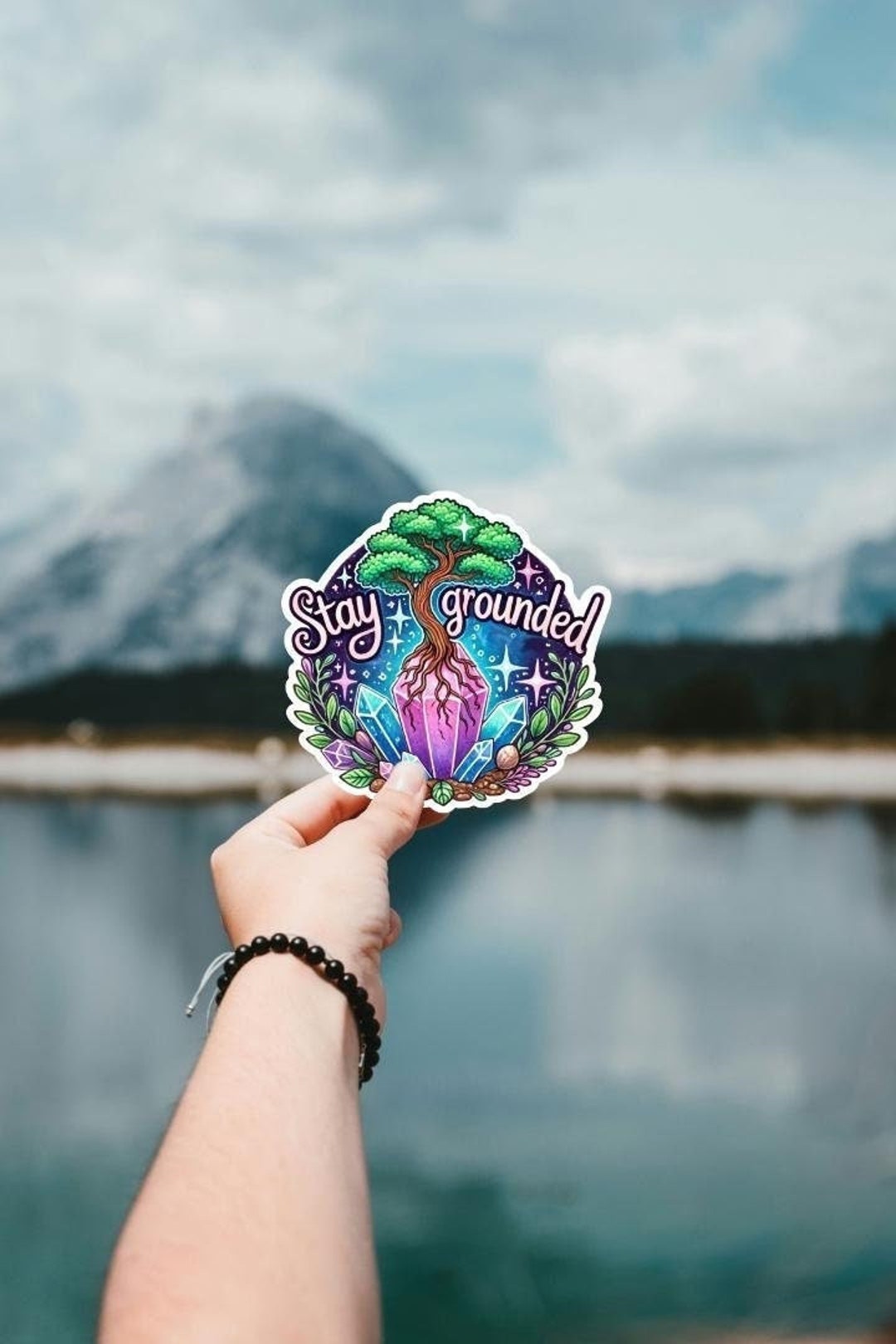 Boho Sticker. Crystals. Tree. Grounding. Gemstones. Birthday Gift. New ...