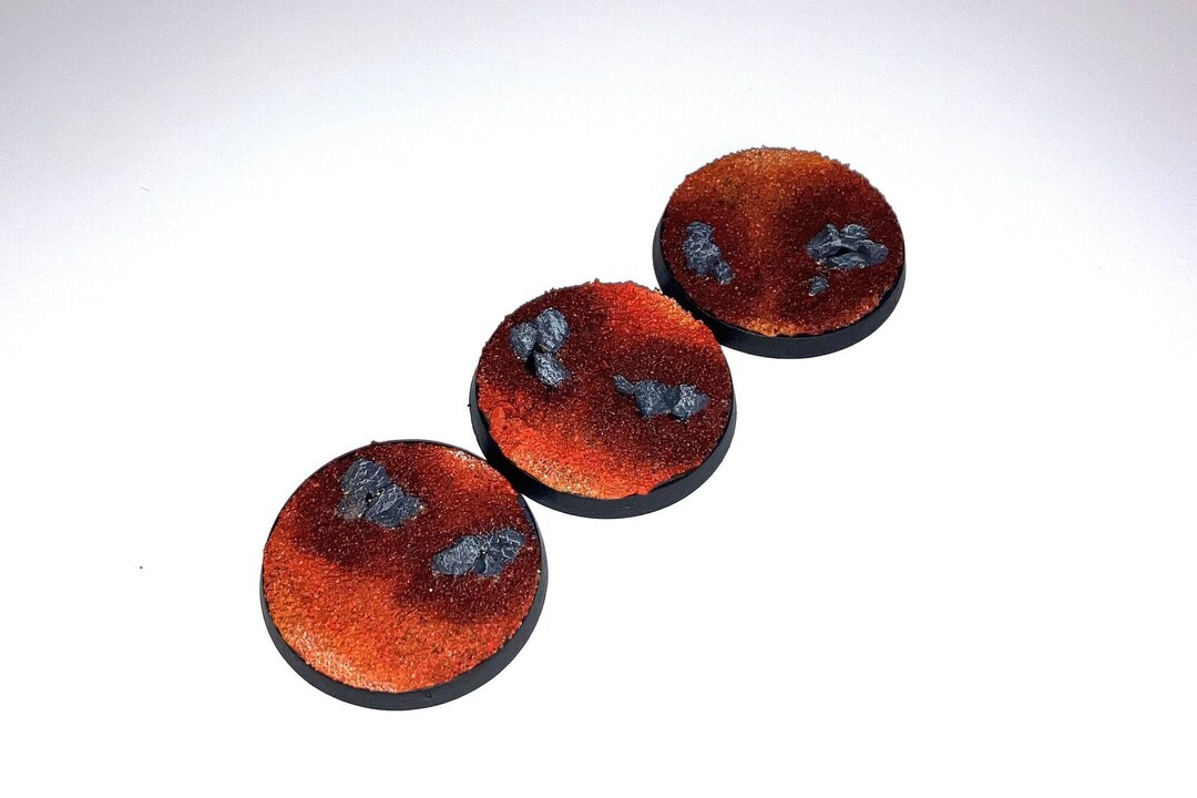 3 40mm Custom Painted Square Miniature Wargaming Bases. Volcanic. Black ...