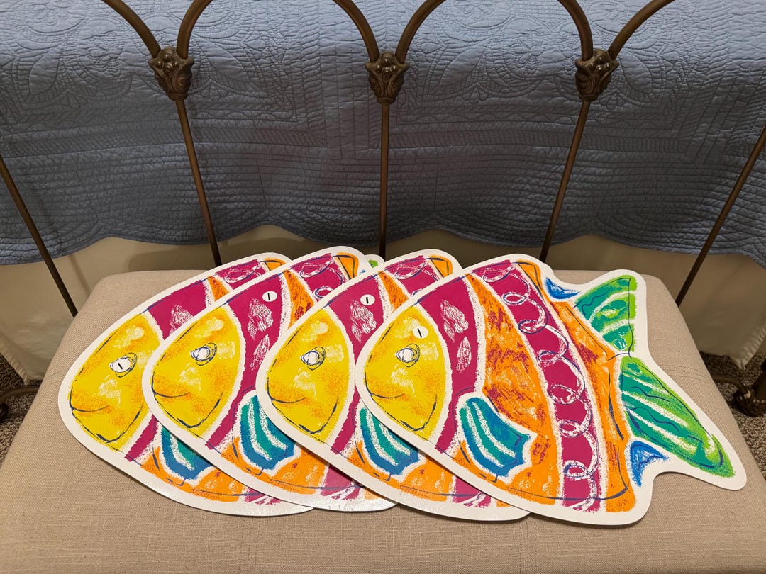 Vintage Vinyl Placemats Fish Colorful Tropical Set of 4 Unique Rare - Etsy