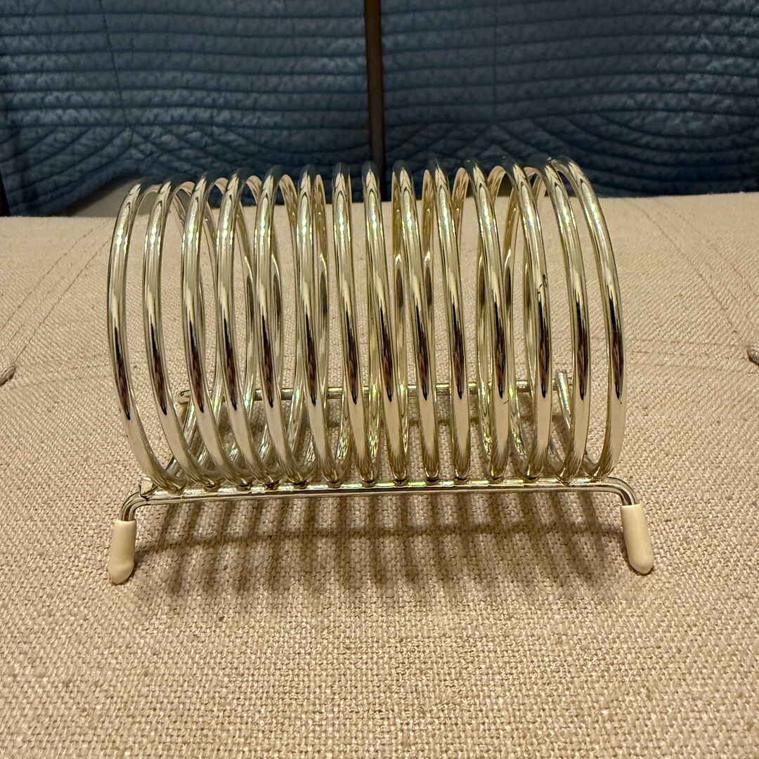 Vintage MCM Silver/gold Spring Wire Coil 12 Slot Desk Organizer Letter ...