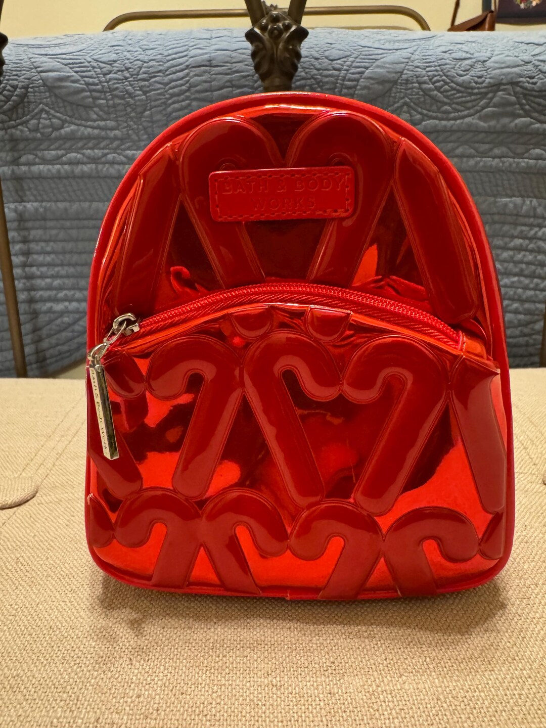 Candy Cane Backpack Bath & Body Works Mini Cosmetic Bag Makeup Zippered ...