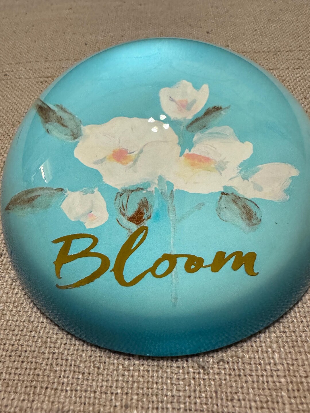 Paperweight Colorful Glass 4x2 BLOOM Inspirational Floral Desk ...
