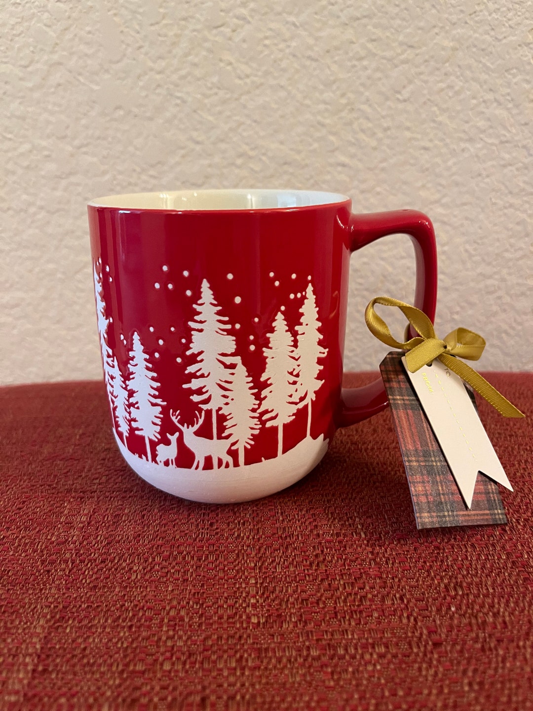 Global Design Connections Let It Snow Red Mug Christmas Tree and Deer ...