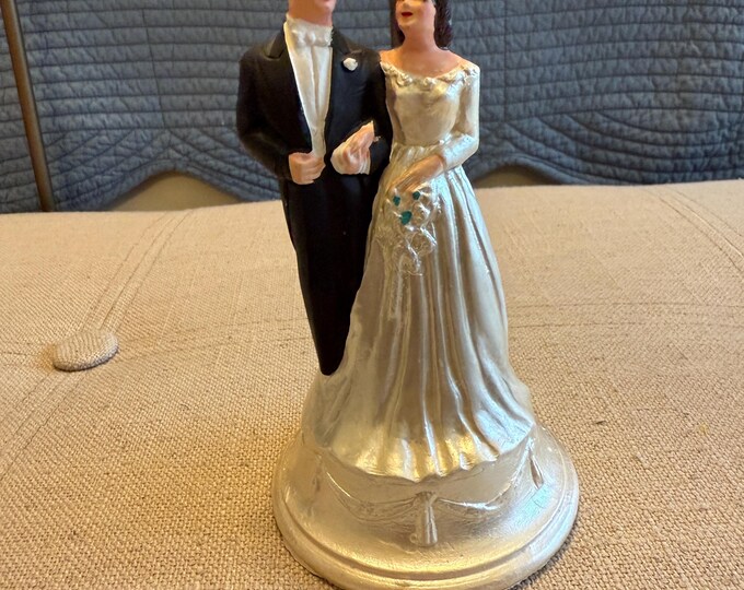 Vintage Ceramic Wedding Reception Bride & Groom Cake Topper Brunette 5 ...