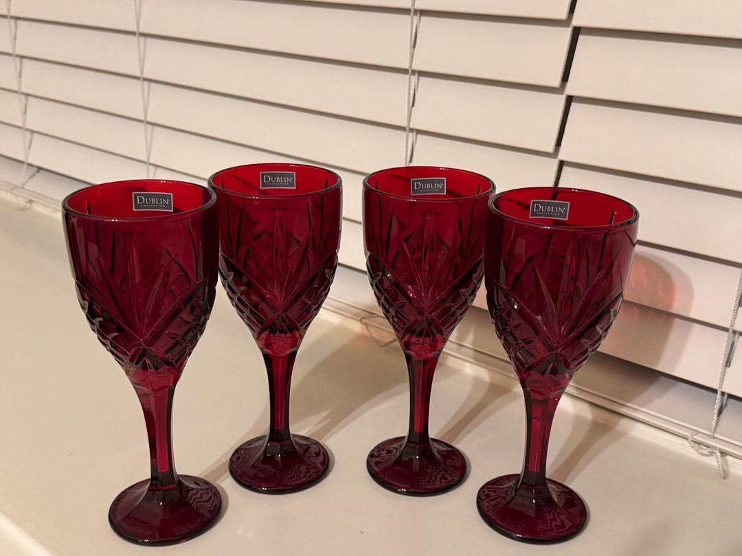 Godinger Shannon Dublin Red Crystal Wine Water Glass Goblet 8 Tall 9oz ...