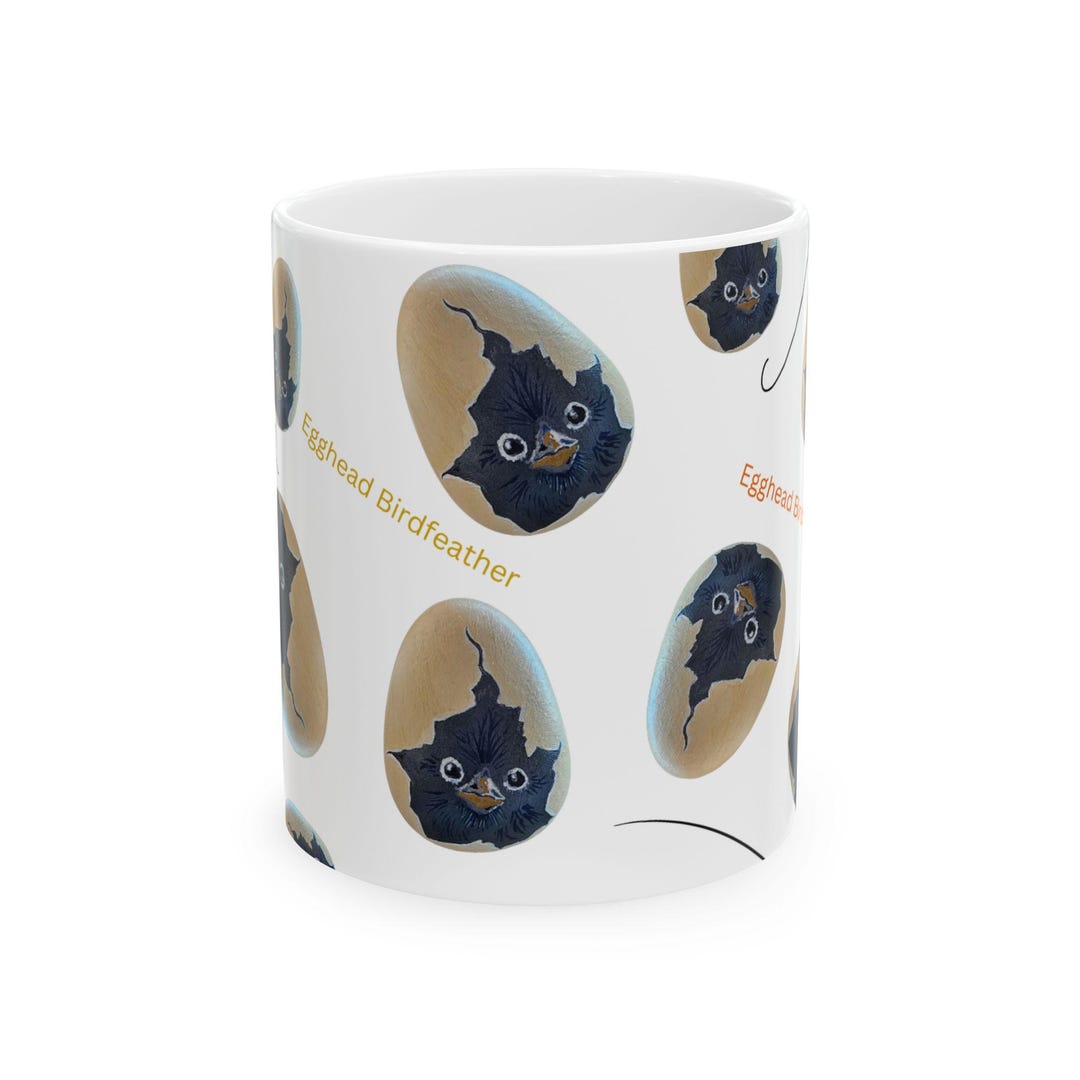 Unique and Adorable "egghead Birdfeather" Ceramic Mug, Fun Bird Lover ...