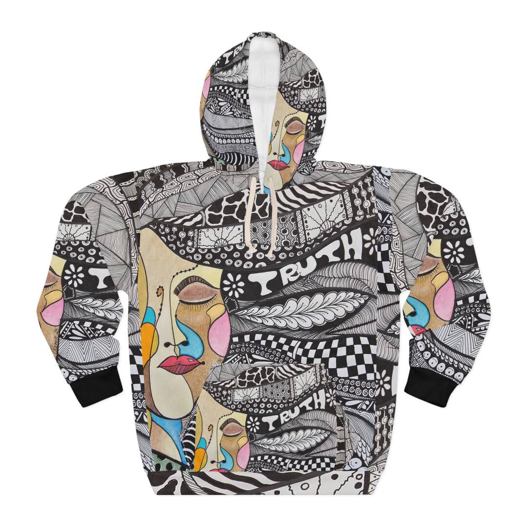 Zentangle by Raven: "feminine Truth" Artistic AOP Graphic Hoodie ...