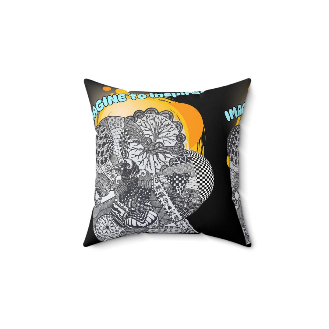 Imagine to Inspire! Throw Pillows, 4 Sizes, Zentangle Art: Raven Hand ...