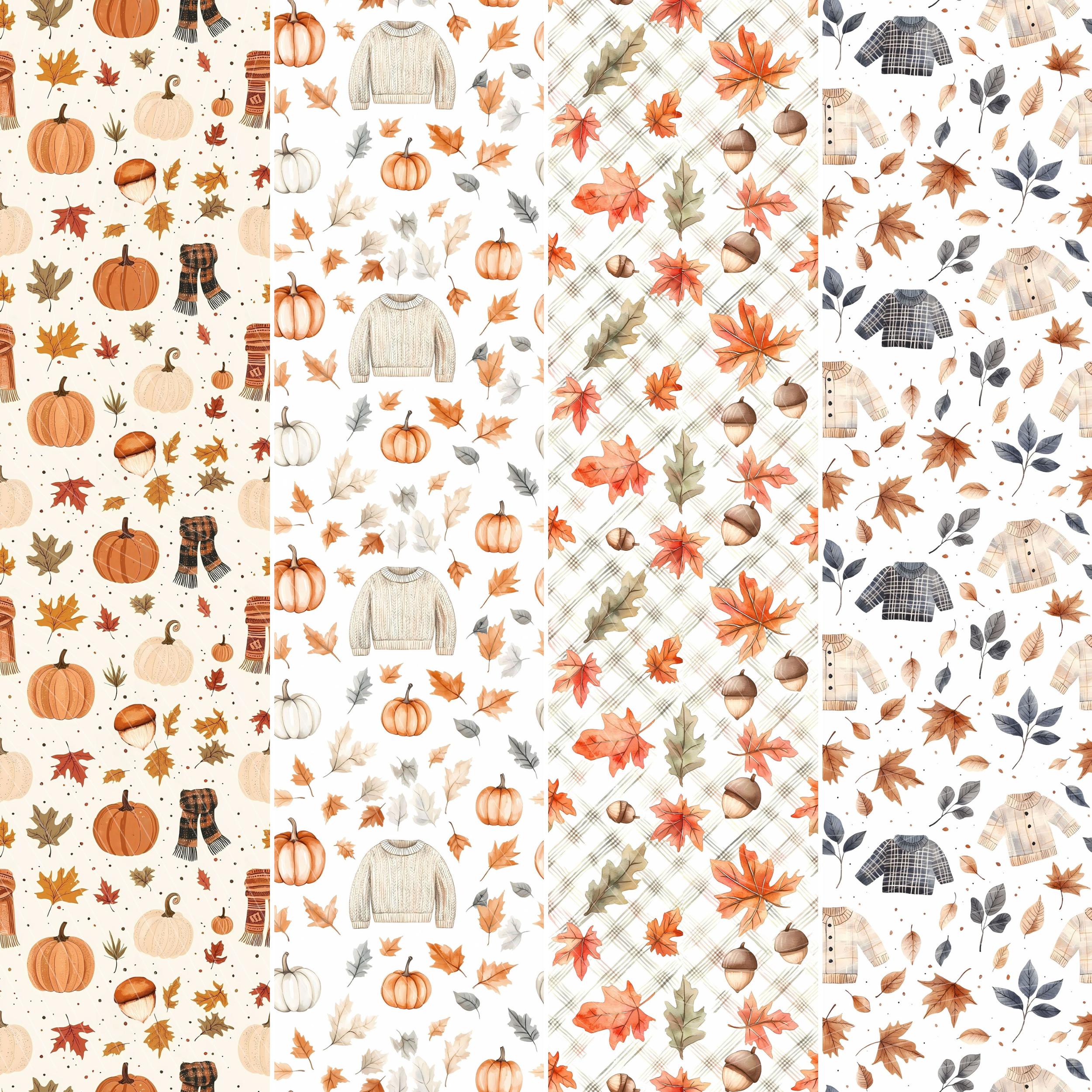 Autumn Watercolor Printable Paper | Seamless Fall Pattern for Digital ...