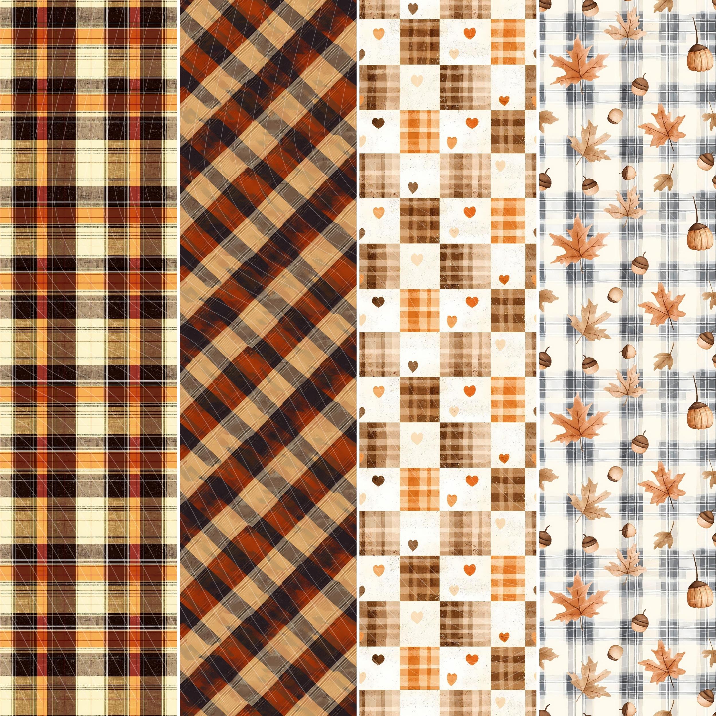 Fall Autumn Watercolor Seamless Patterns Digital Paper, Autumn Leaves ...