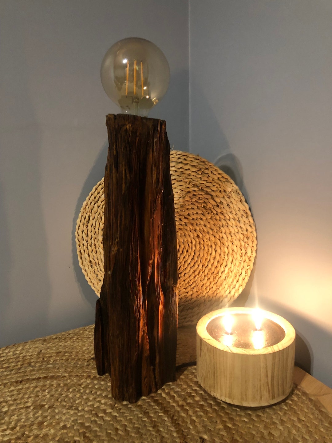 Wooden Table Lamp Very Old Wood - Etsy
