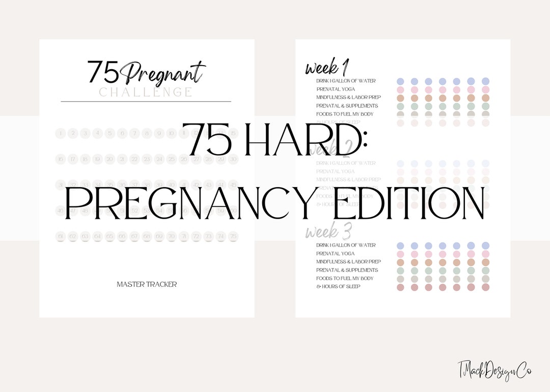 75 Pregnant Challenge Printable Tracker Bundle, 75 Hard Pregnancy ...