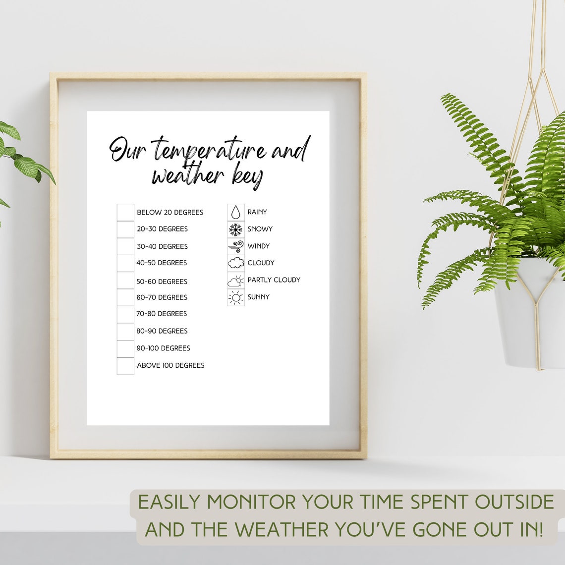 100 Hours Outside Weather Tracker | Instant Download Printable | 1000 ...