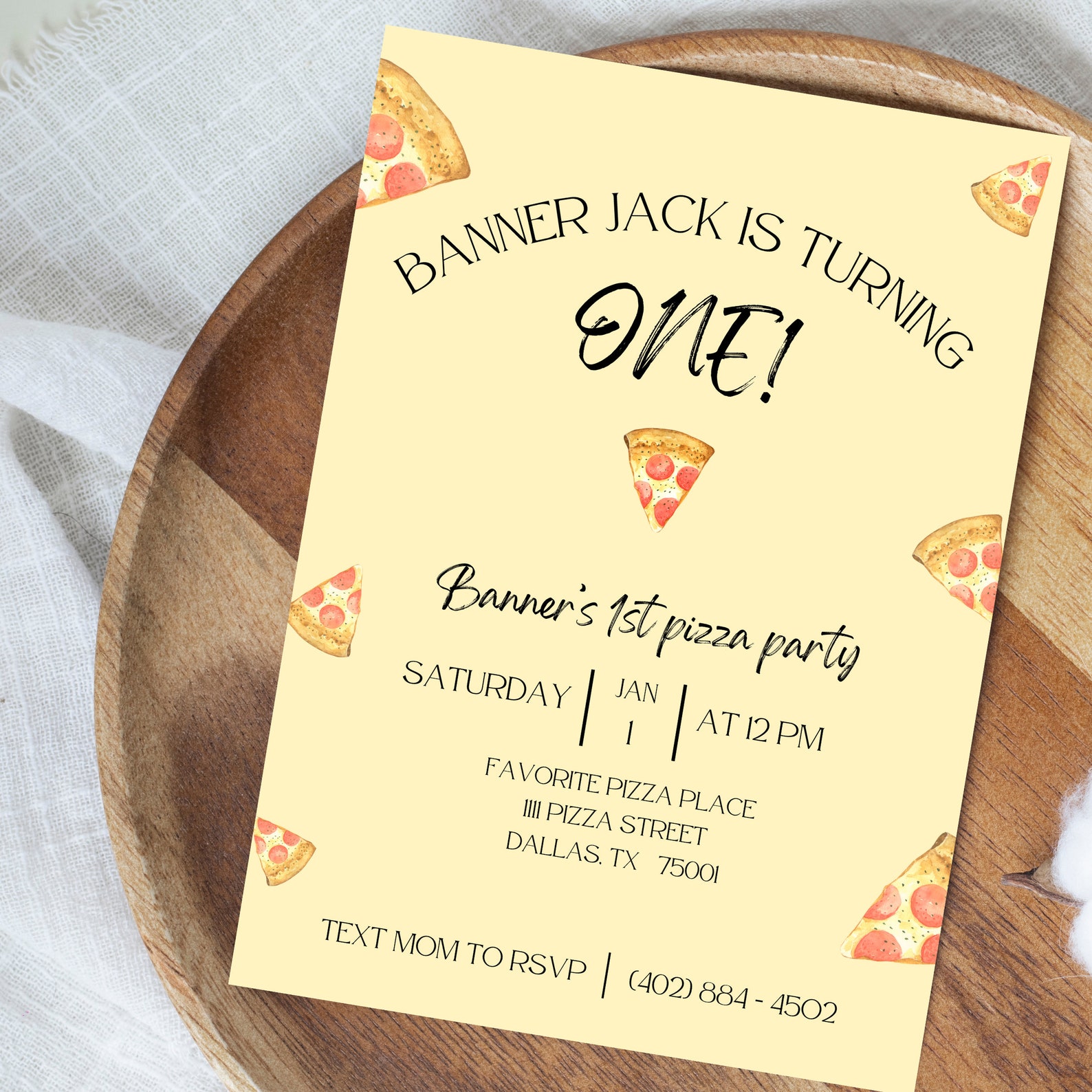First Birthday Party Invitation, 1st Pizza Party, Custom Invitation ...