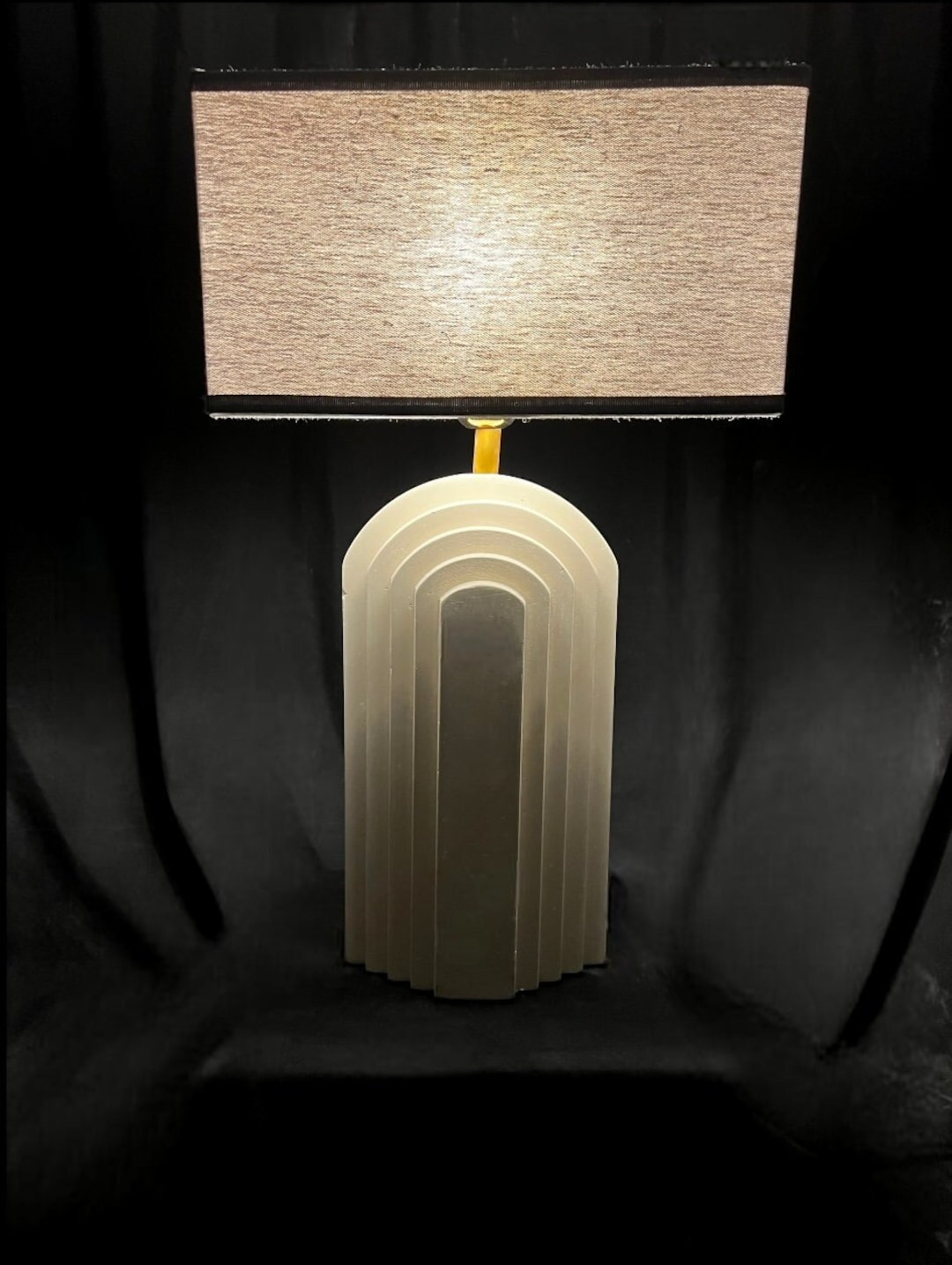 Lamp With Roman Style Grooves in Lecce Stone With Handmade Fabric ...