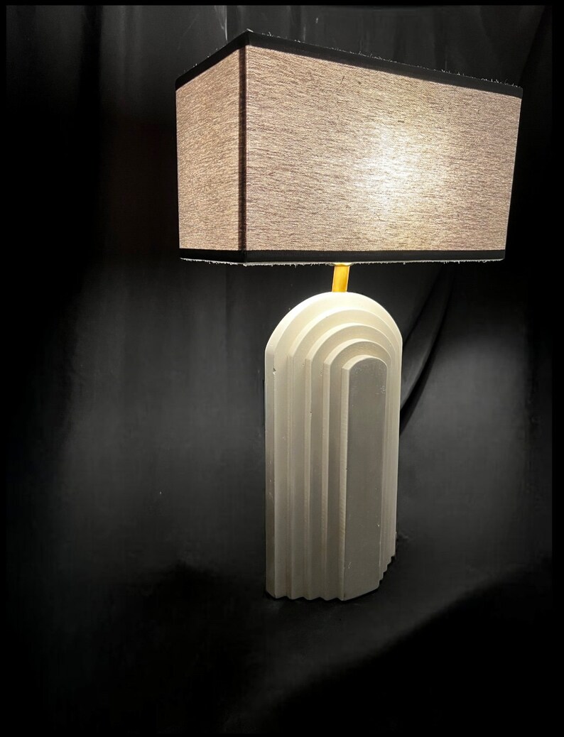 Lamp With Roman Style Grooves in Lecce Stone With Handmade Fabric ...