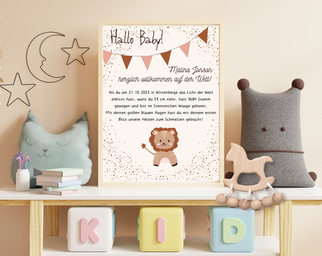 Personalized Birth Board Birth Data Poster for the Children's Room ...