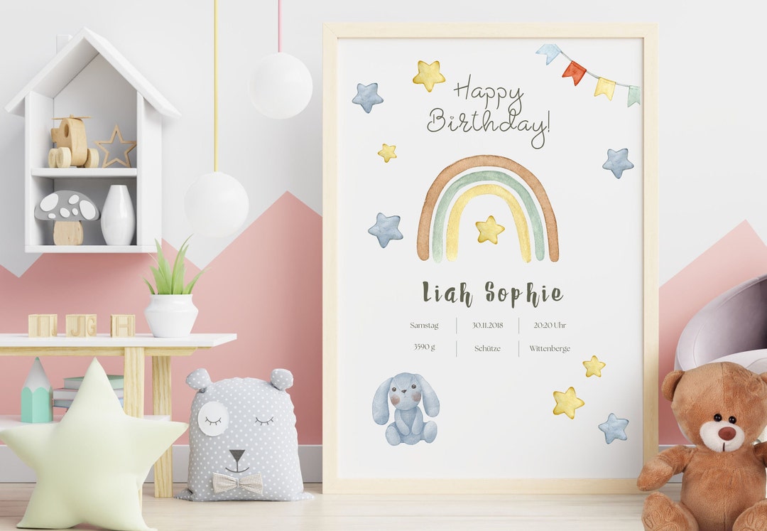Personalized Birth Board Birth Data Poster for the Children's Room ...