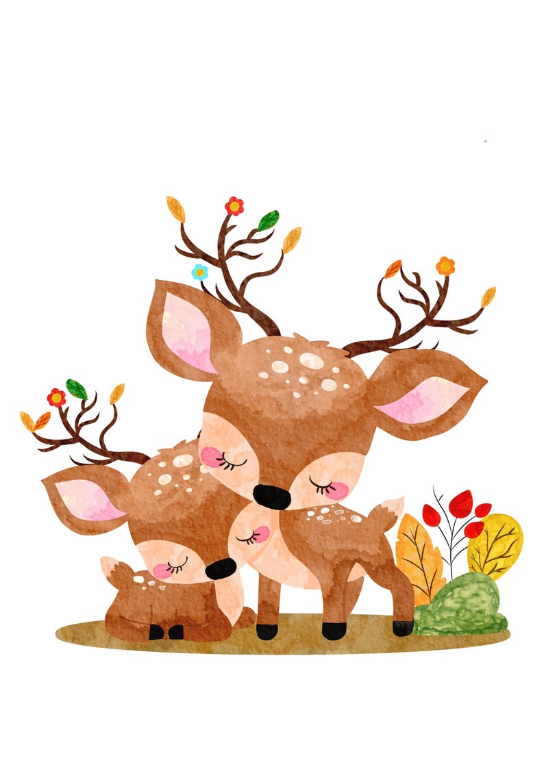 Children's Room Poster Deer Fawn Boy Girl Gift Birth or Baptism ...