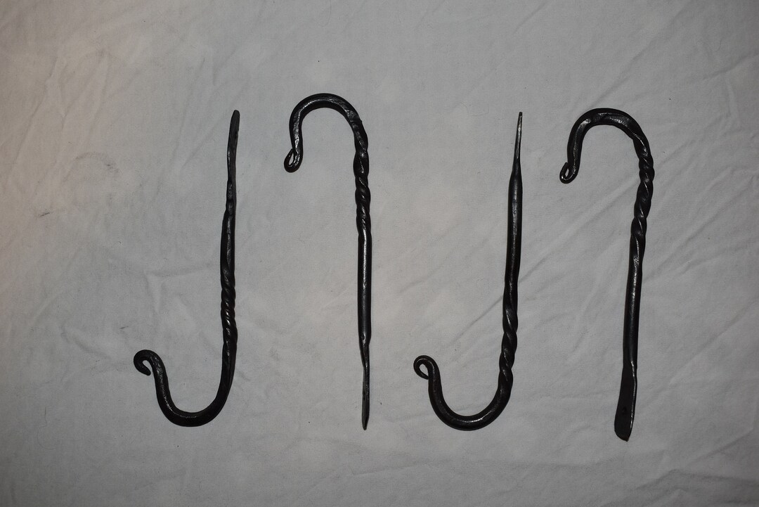 Hand-forged Twisted Steel J Hook Set - Etsy