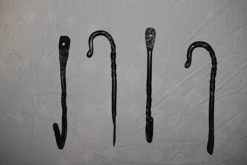 Hand-forged Twisted Steel J Hook Set - Etsy