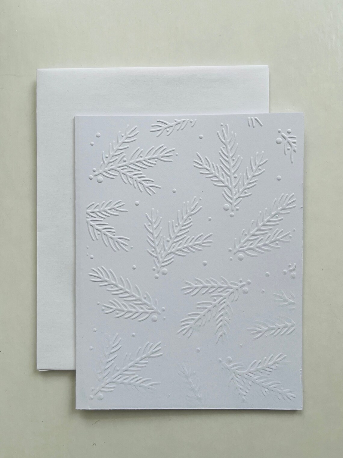 Snowy Vintage Pine White Hand Embossed Cards - Pack of 6 - Etsy