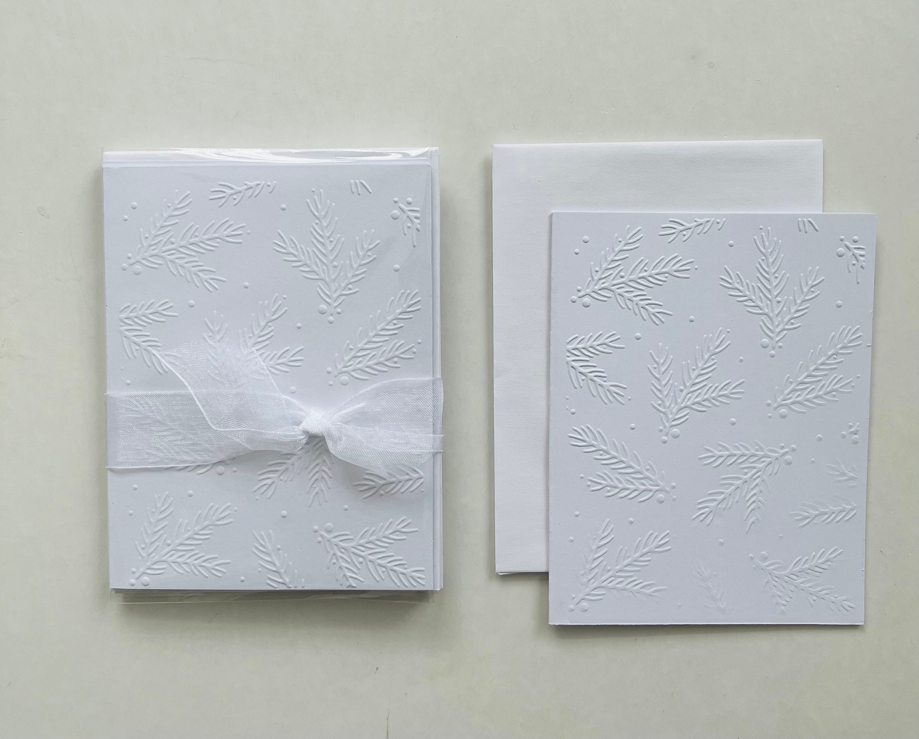 Snowy Vintage Pine White Hand Embossed Cards - Pack of 6 - Etsy
