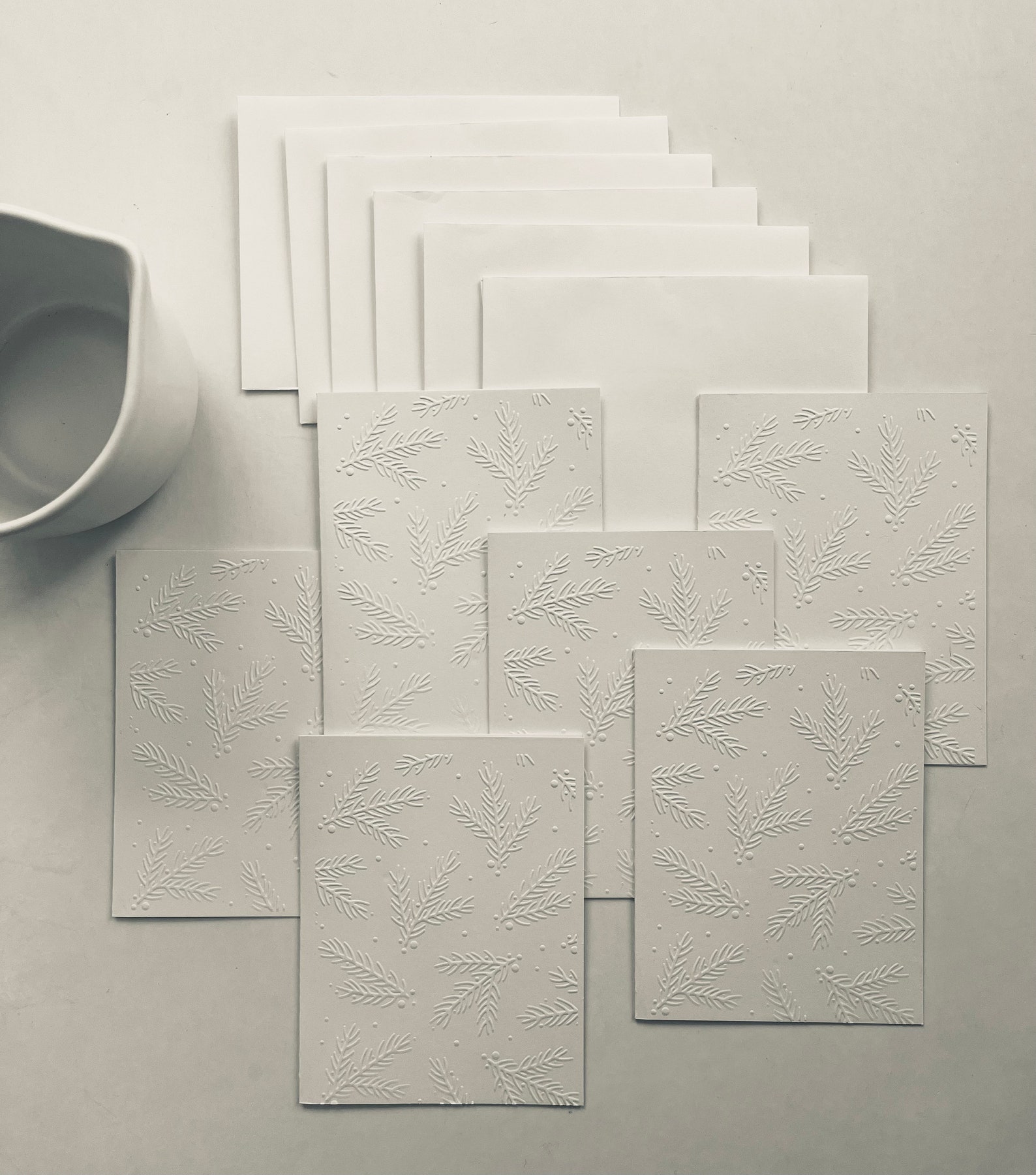 Snowy Vintage Pine White Hand Embossed Cards - Pack of 6 - Etsy