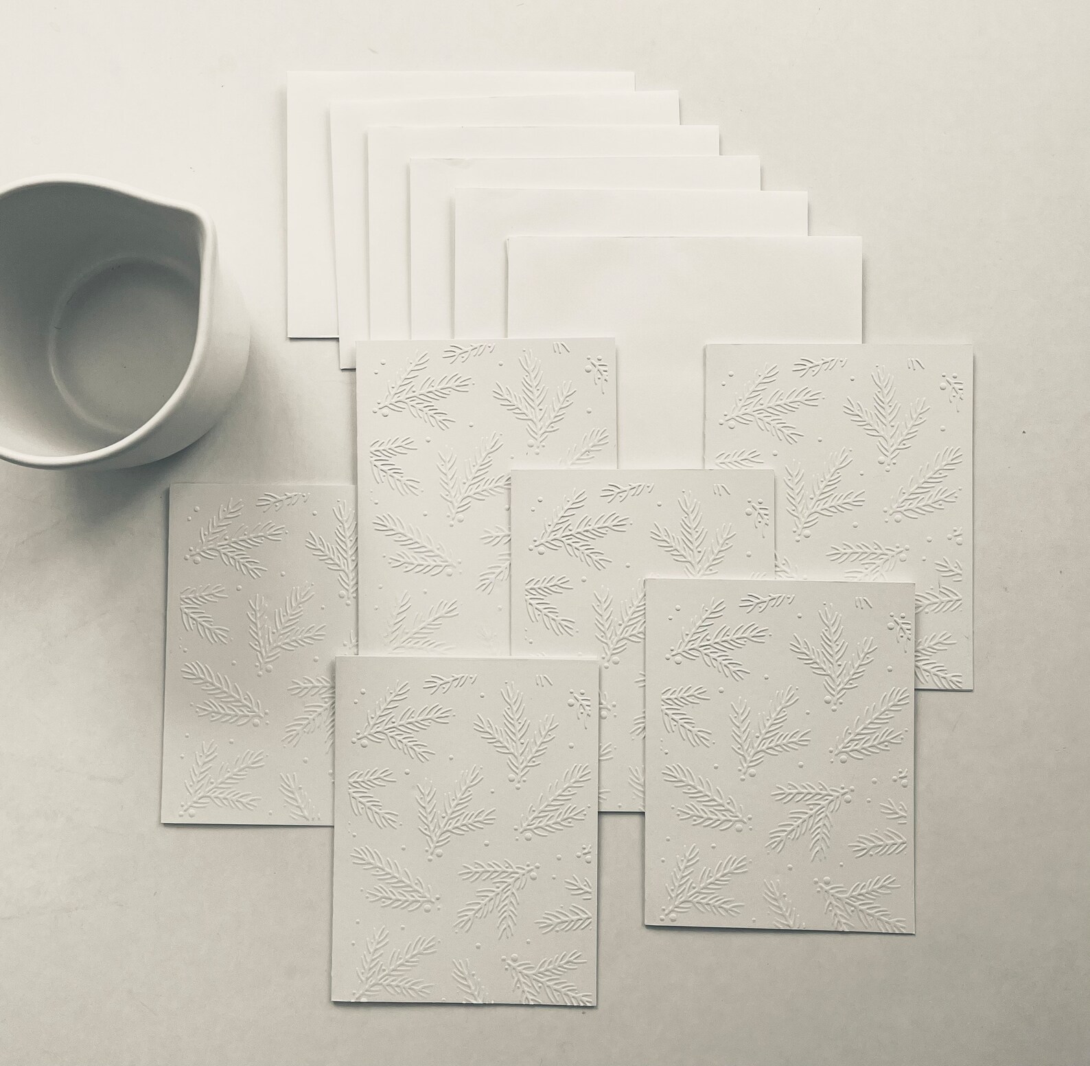Snowy Vintage Pine White Hand Embossed Cards - Pack of 6 - Etsy