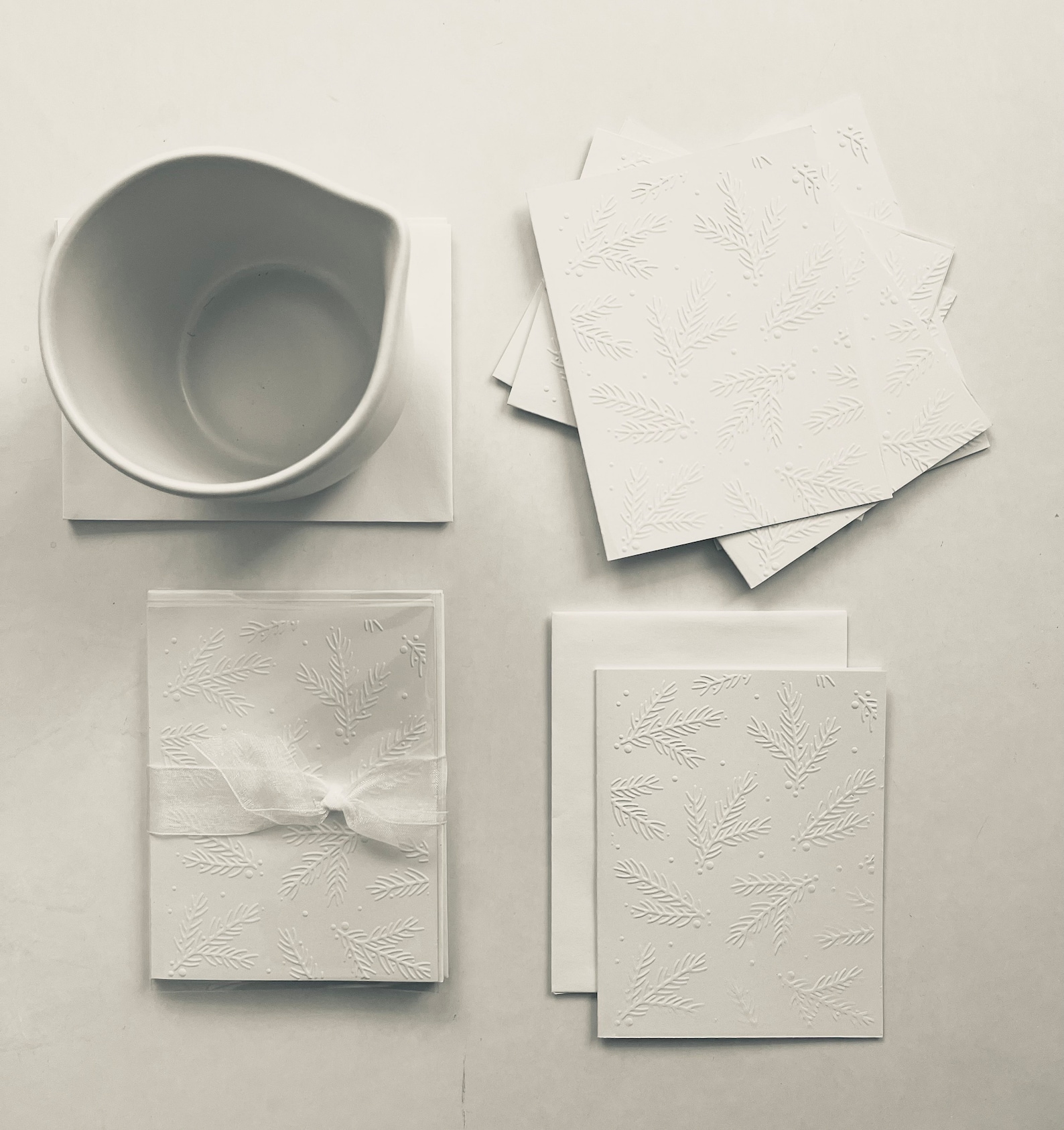 Snowy Vintage Pine White Hand Embossed Cards - Pack of 6 - Etsy