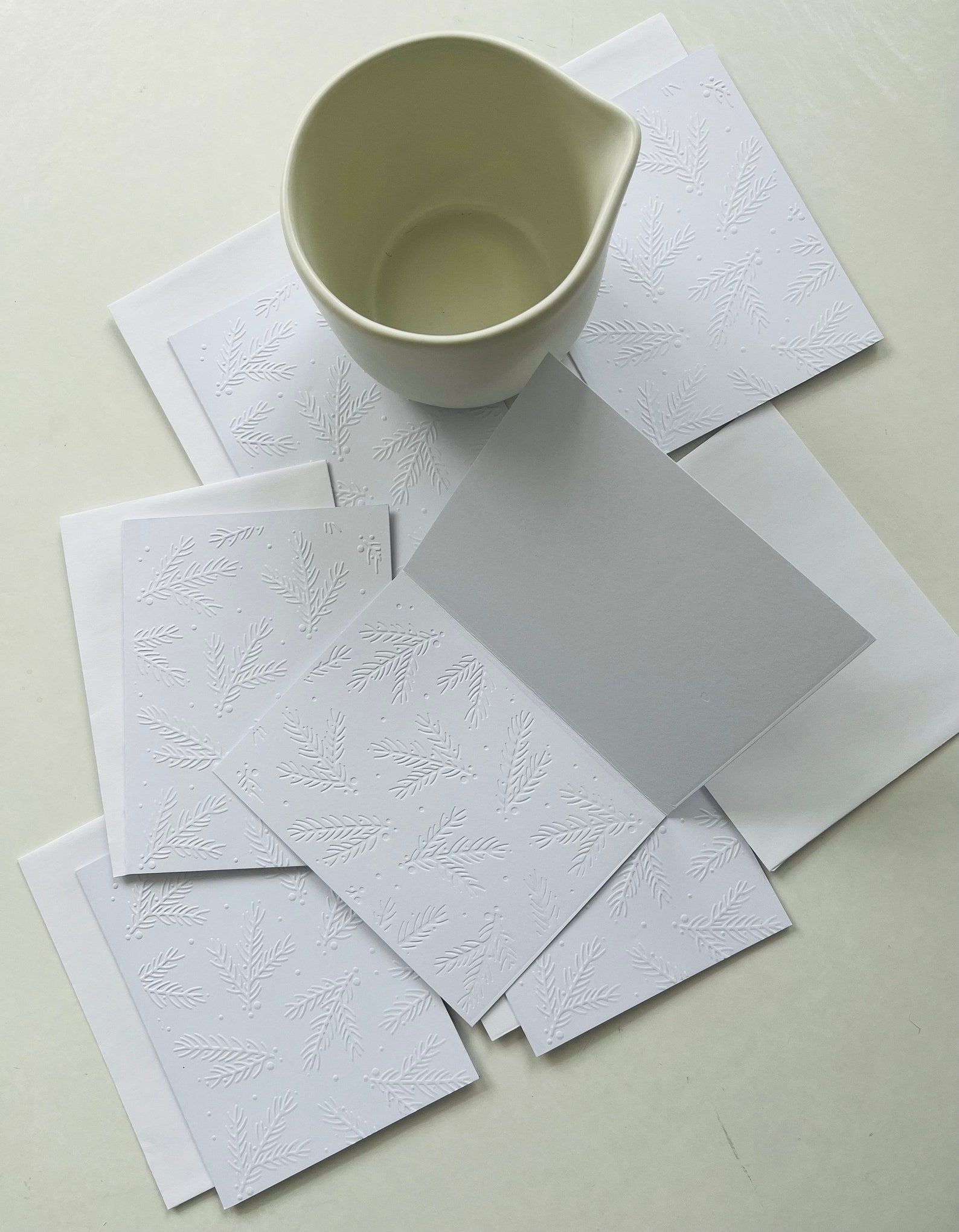 Snowy Vintage Pine White Hand Embossed Cards - Pack of 6 - Etsy
