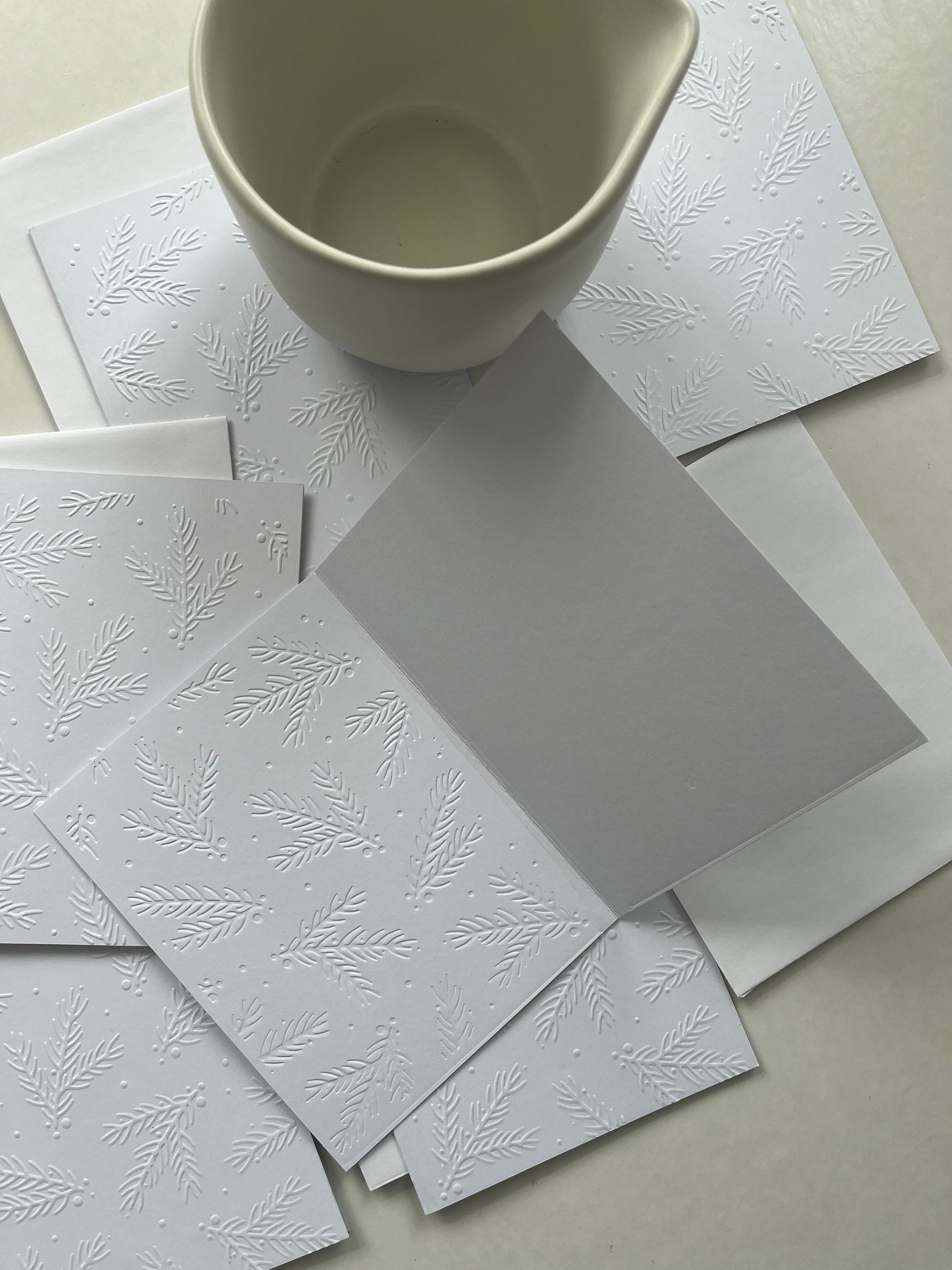 Snowy Vintage Pine White Hand Embossed Cards - Pack of 6 - Etsy