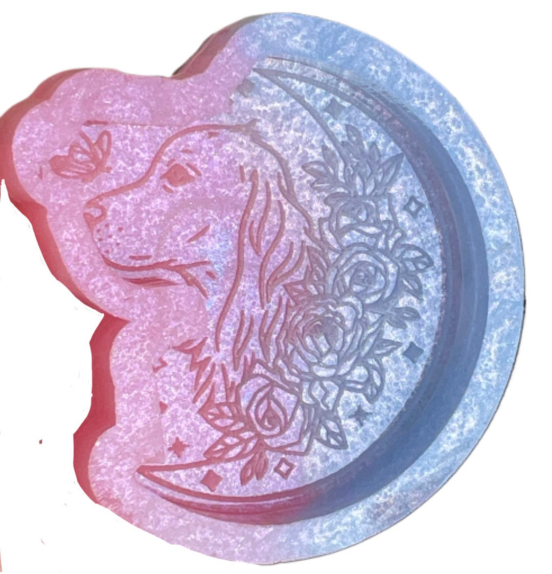 Cocker Spaniel Floral Moon Silicone Mould for Wax Melts, Resin & Food ...