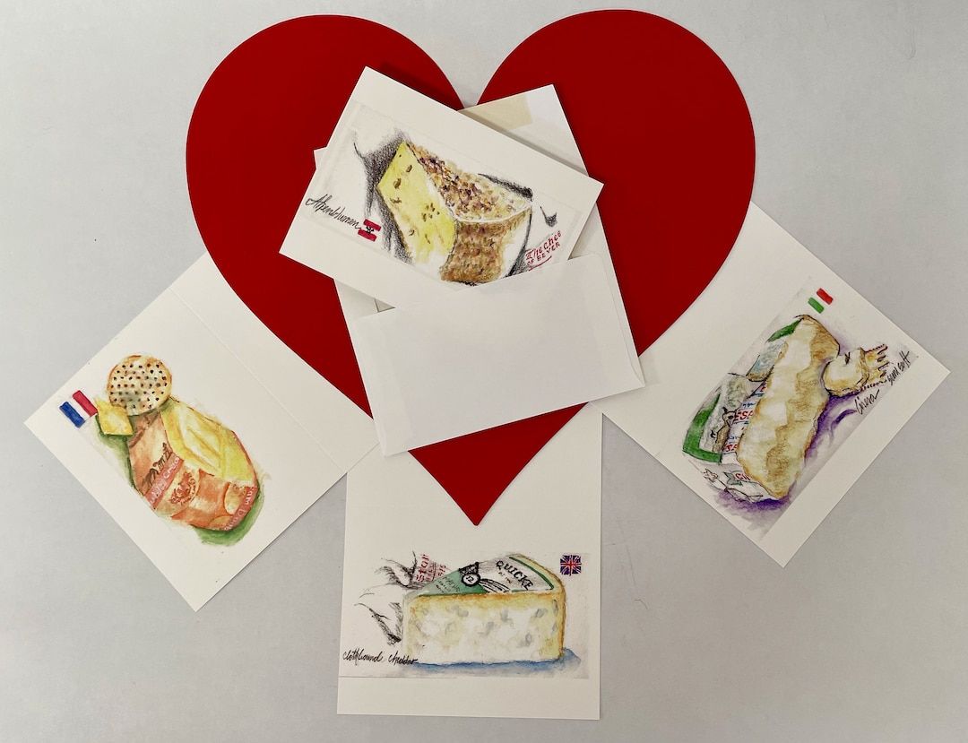 Artist Cheese Note Card and Tent Card: A. Set of Four French Cards or B ...