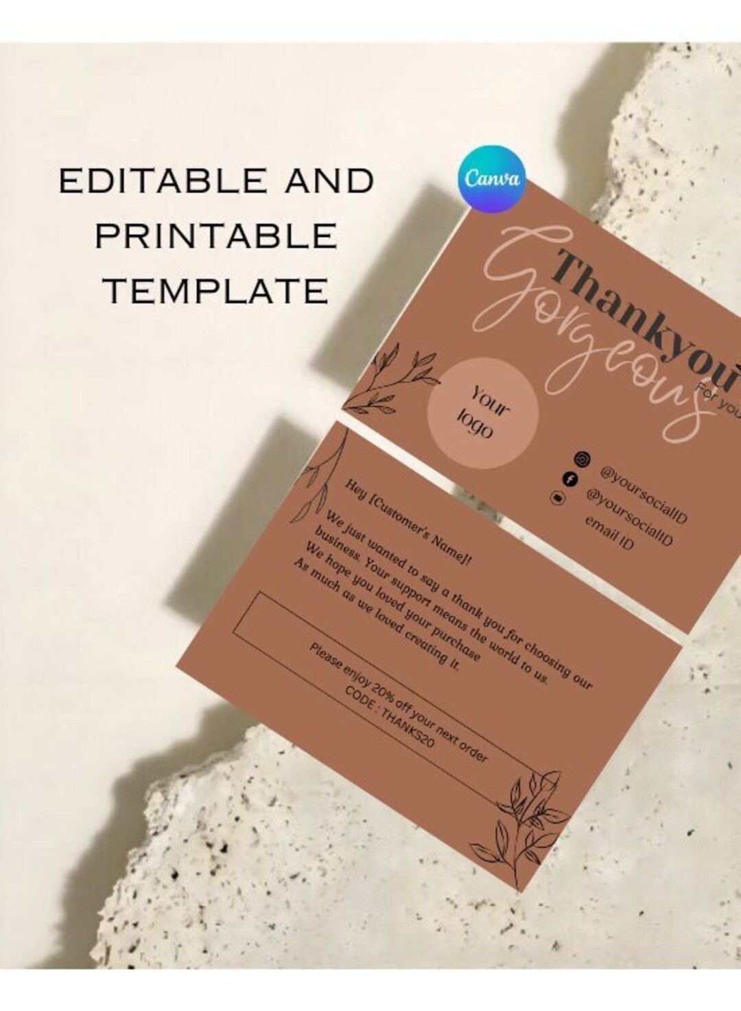 Editable and Printable Thankyou Card Thankyou Card for - Etsy