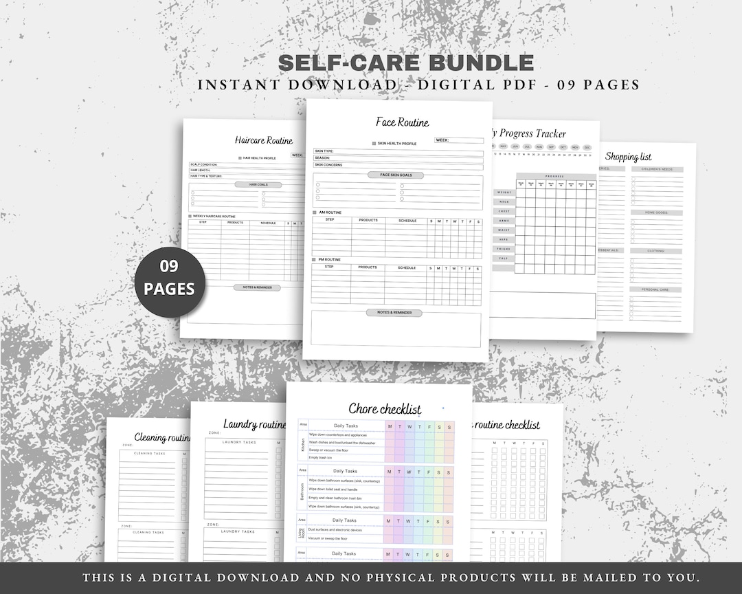 Self-care Planner Body Progress Tracker, Face Routine, Oral Hygiene ...