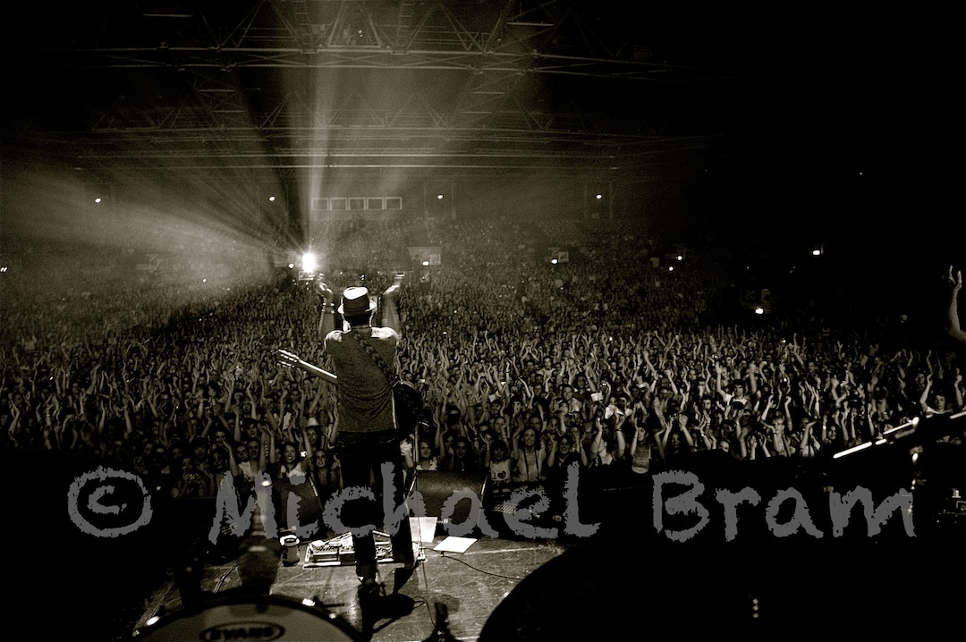 Jason Mraz, Drummer’s View, Le Zenith, Paris France 2009 Black and ...