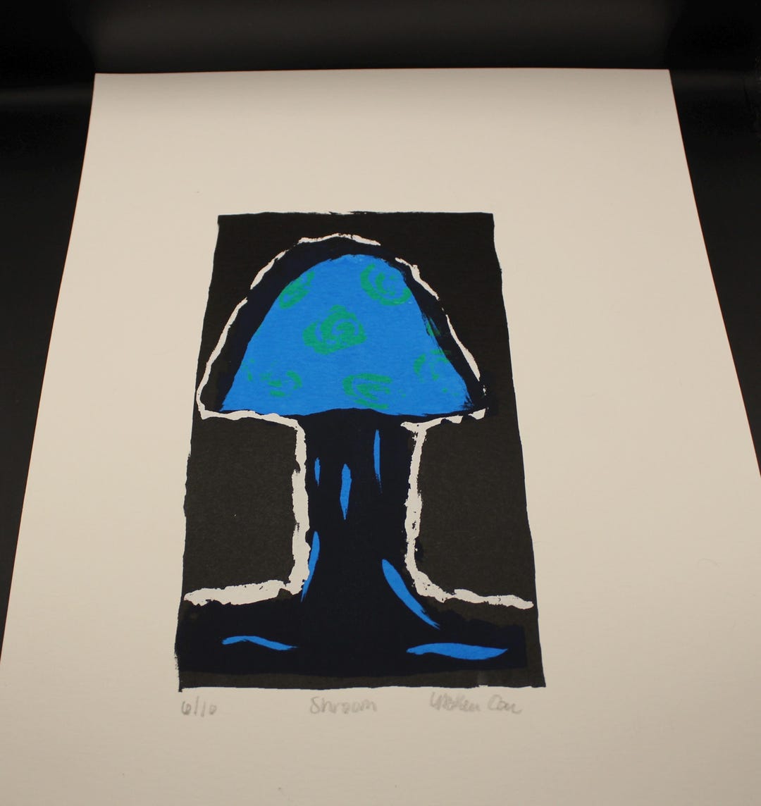 Neon ‘shroom’ Mushroom Screen Print - Etsy