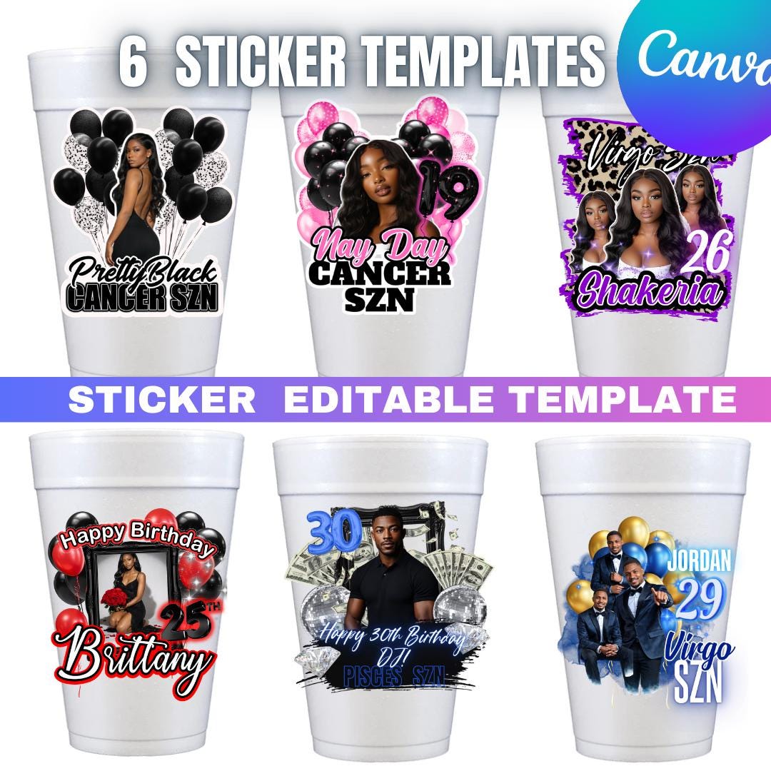 Styrofoam Cup Templates, Sticker Template, Editable, Sticker Design ...