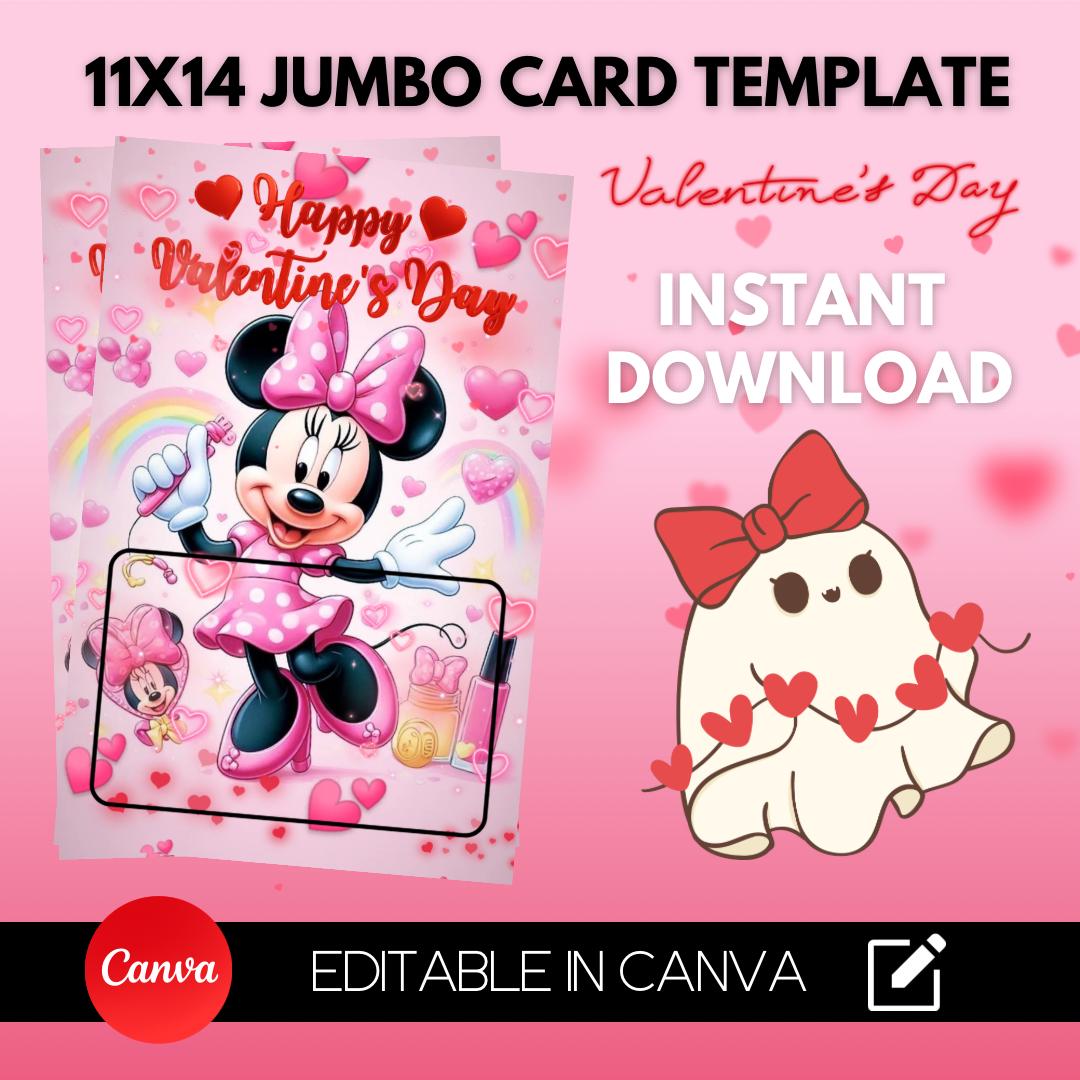 Valentine Card Template, Jumbo Valentines Card, Canva Template, Treat ...