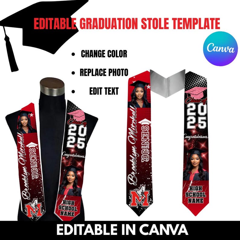 Graduation Stole Template, Custom Grad Sash ,stole , Graduation Stole ...