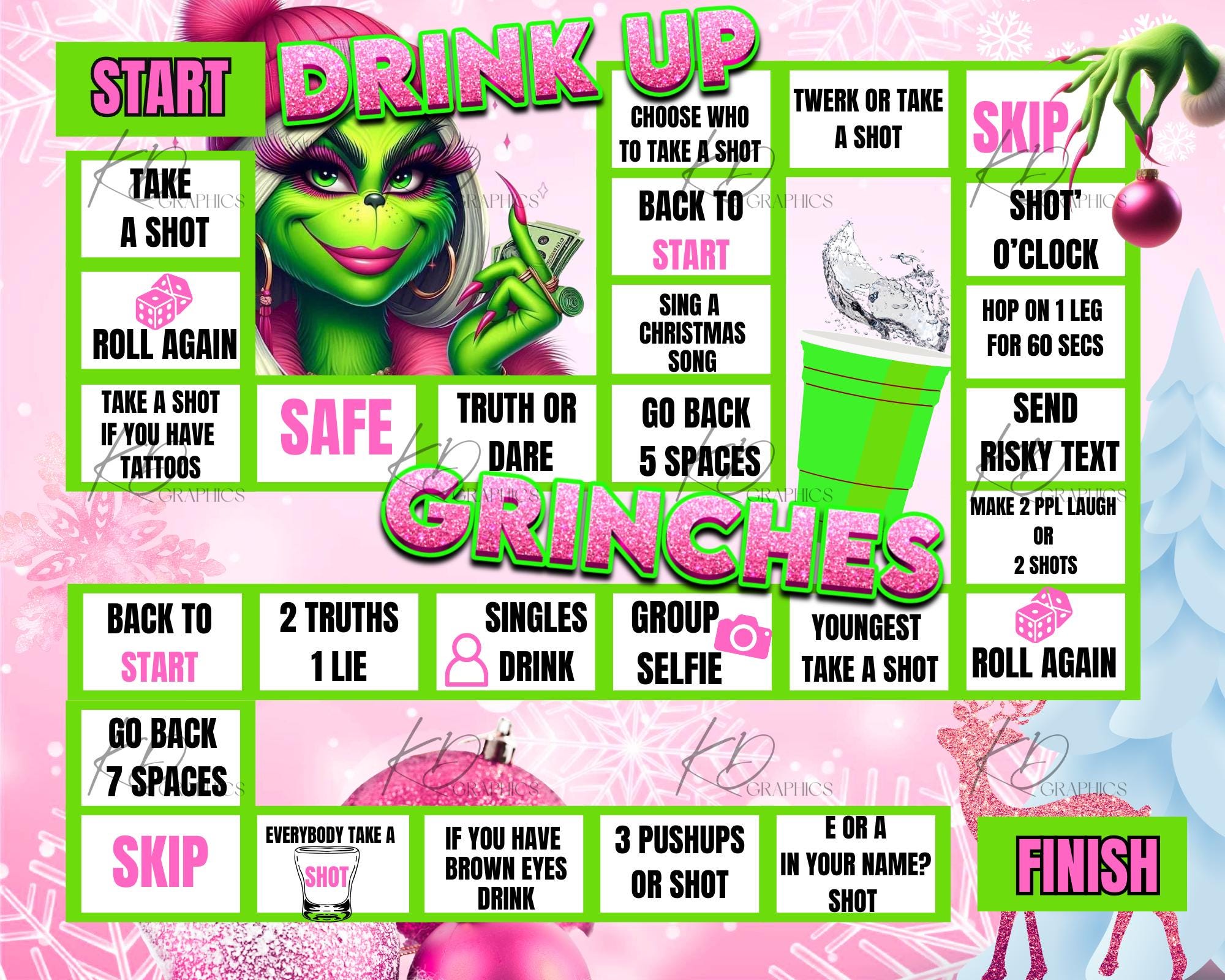 Grinch Game Board, Custom Gameboard , Template , Game Board, Digital ...