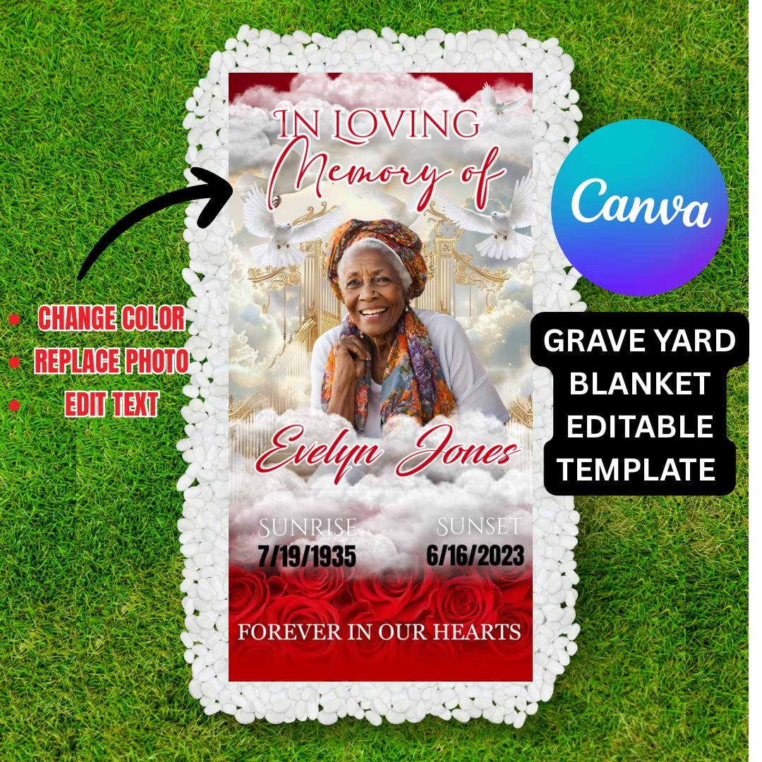 Memorial Grave Blanket Template: Custom Editable Design (3ft X 6ft ...