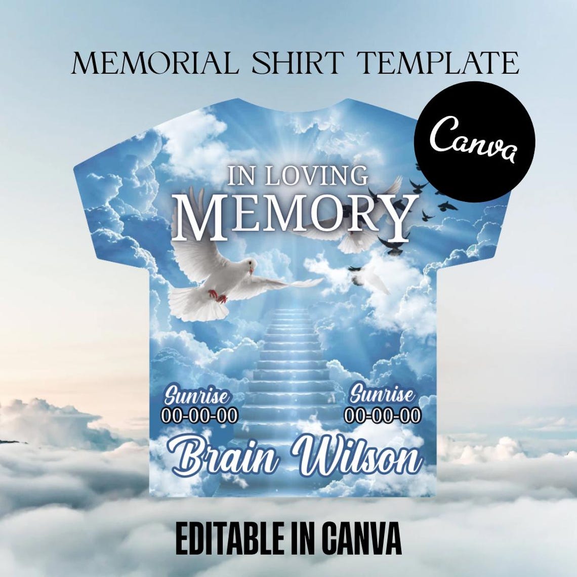 Custom 3D Memorial Shirt Template: Rest in Peace Design (canva Editable ...