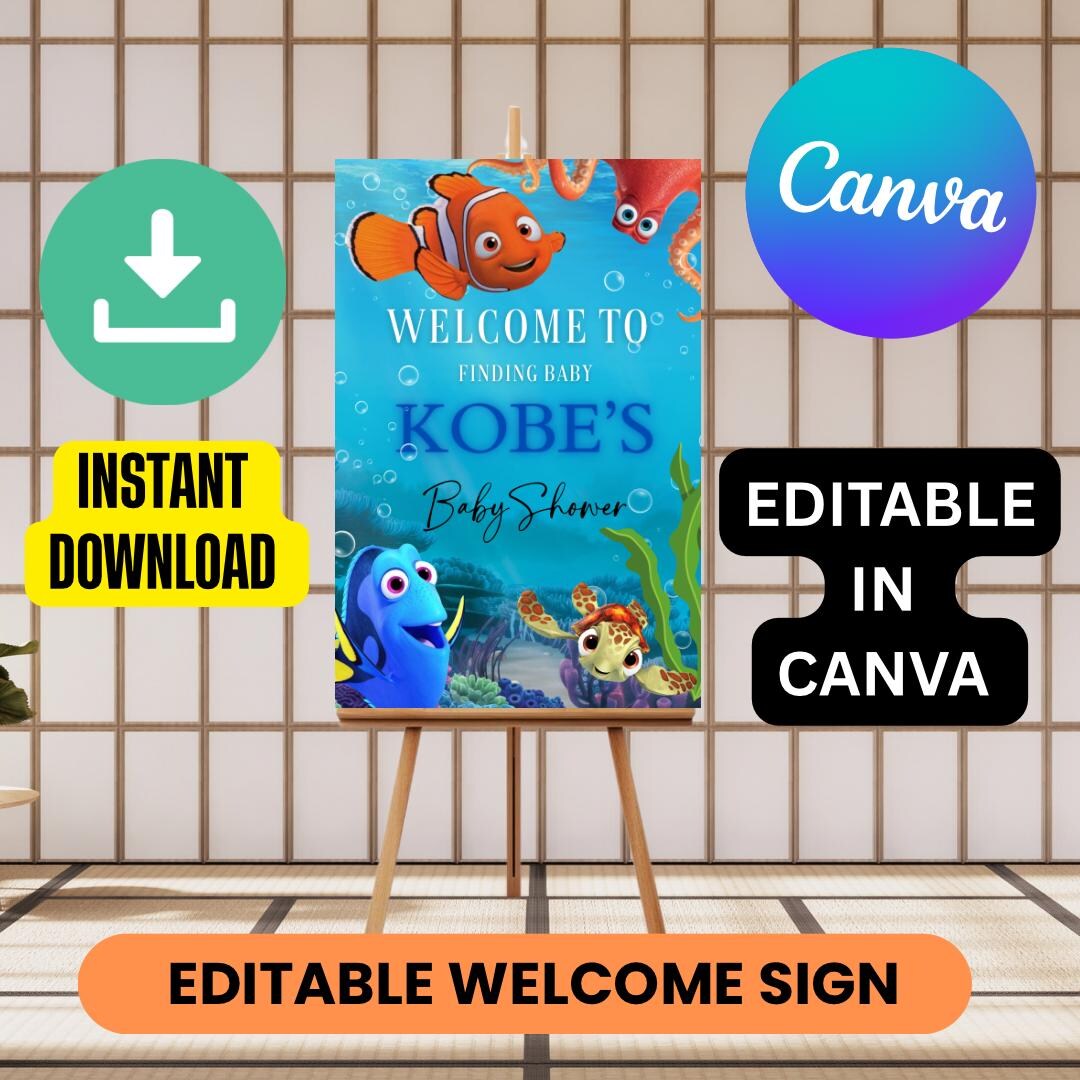 Finding Nemo Baby Shower Welcome Sign, Finding Nemo, Welcome Sign ...