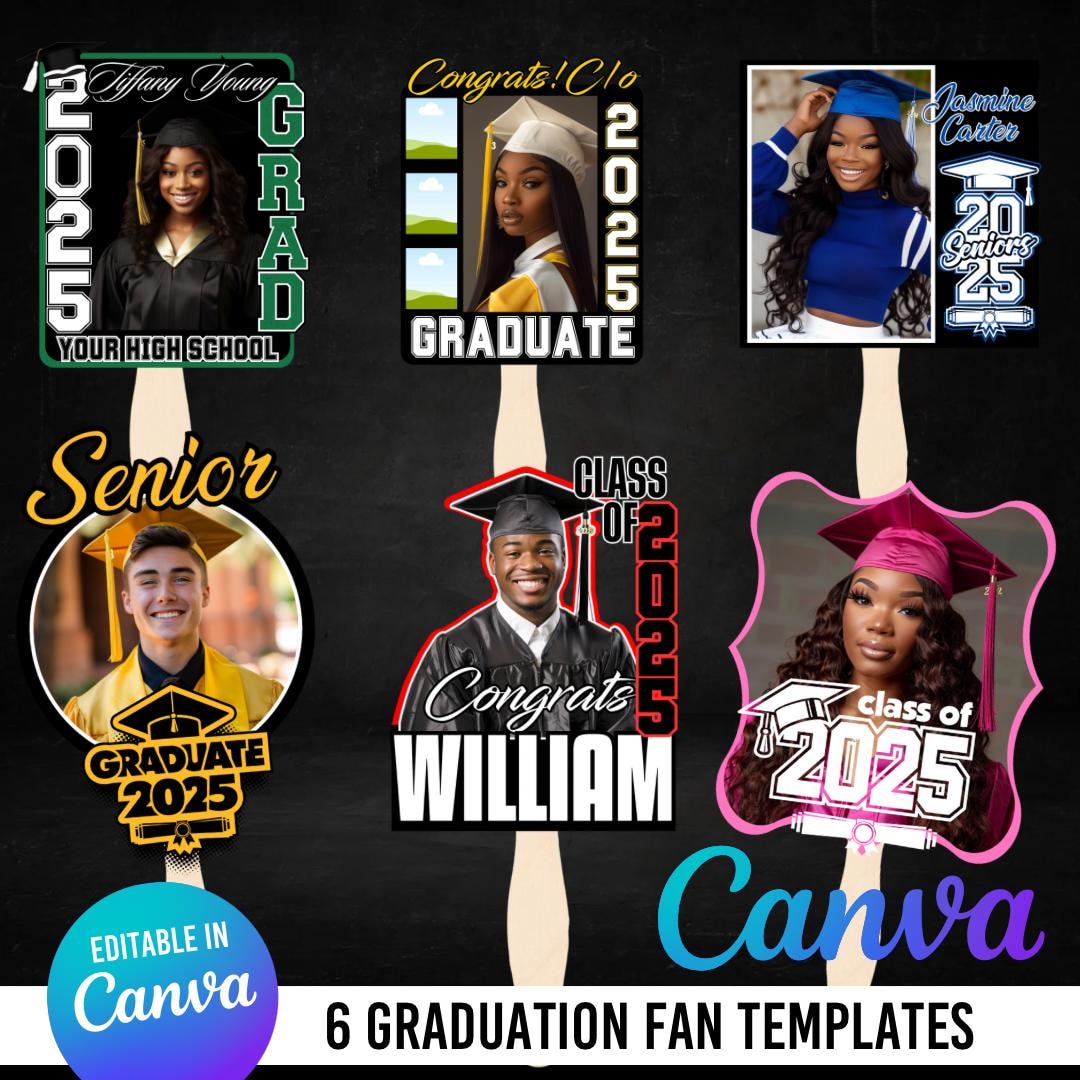 Custom Graduation Fan Template: Editable Grad 2025 (canva) - Etsy