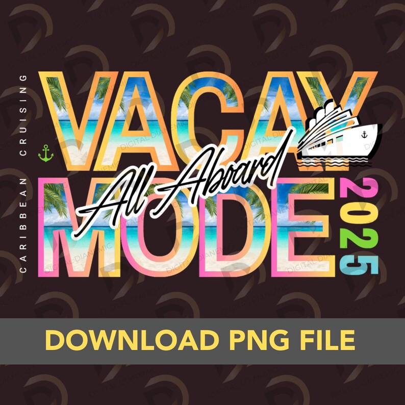Vacay Mode 2025 PNG File| Tropical Sunset Graphic| Slogan Tee | Beach ...
