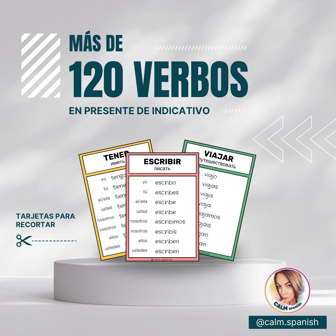 120+ Verbos En Presente De Indicativo - Spanish Cards - Etsy