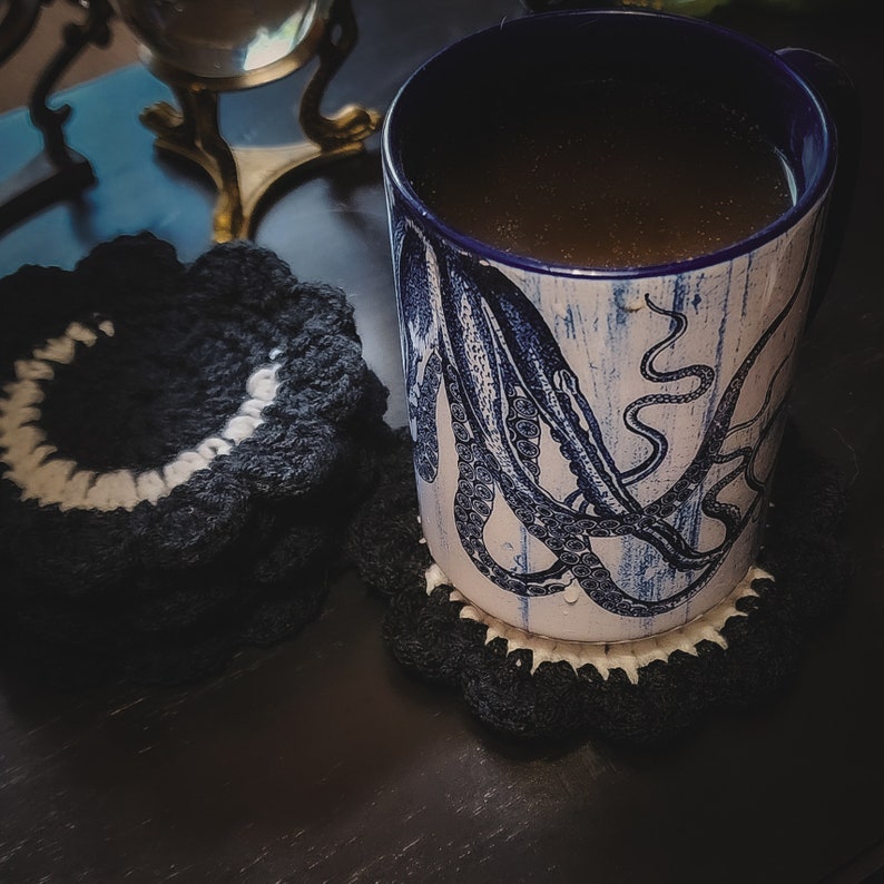 Crocheted Moon Phase Coasters - Set of 6 - Crocheted Coasters ...