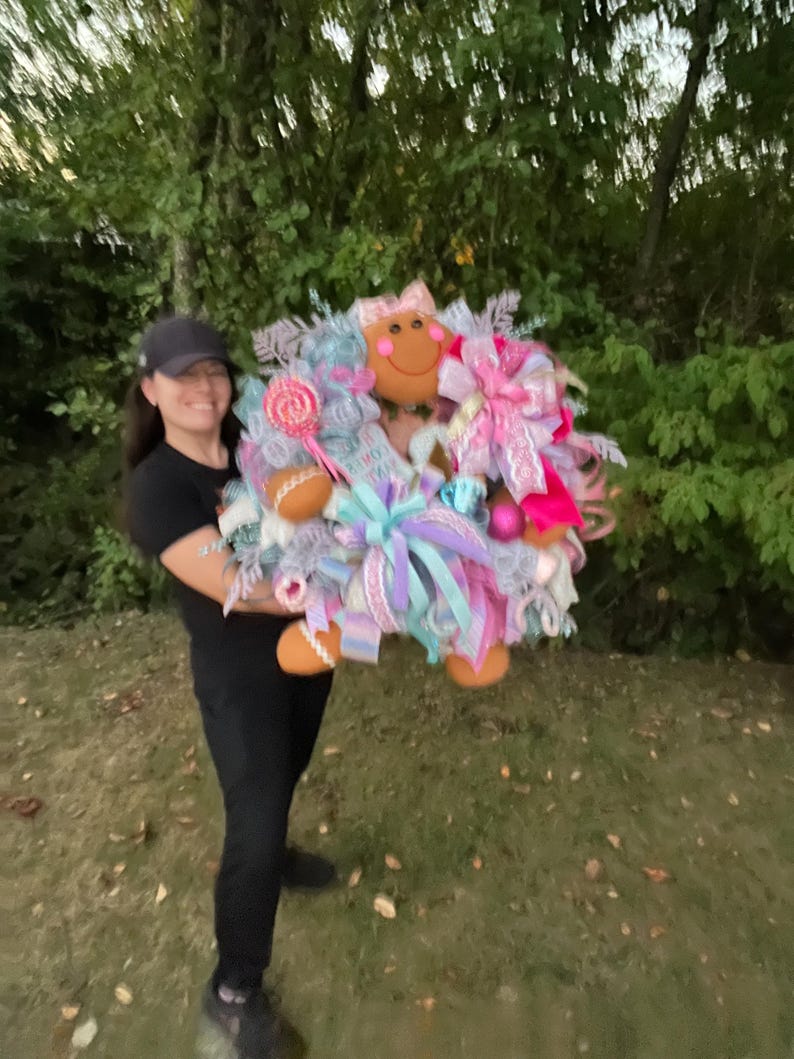 Handmade Gingerbread Girl Christmas Wreath | Pastel Candyland Decor - Etsy